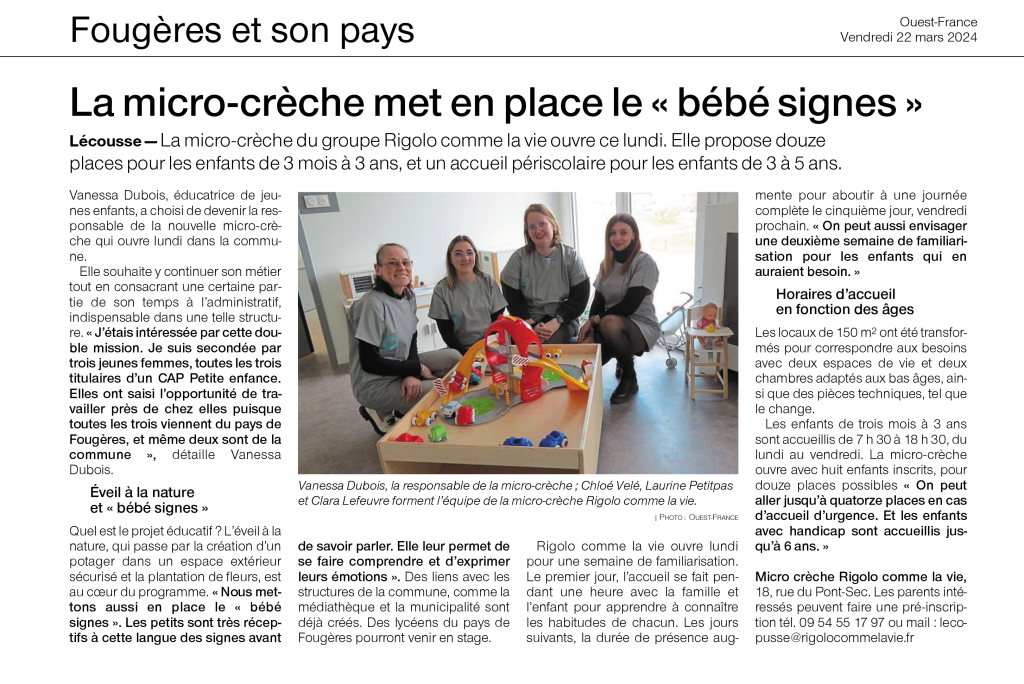 Lécousse la micro-crèche met en place le bébé signes - Rigolo Comme La ...